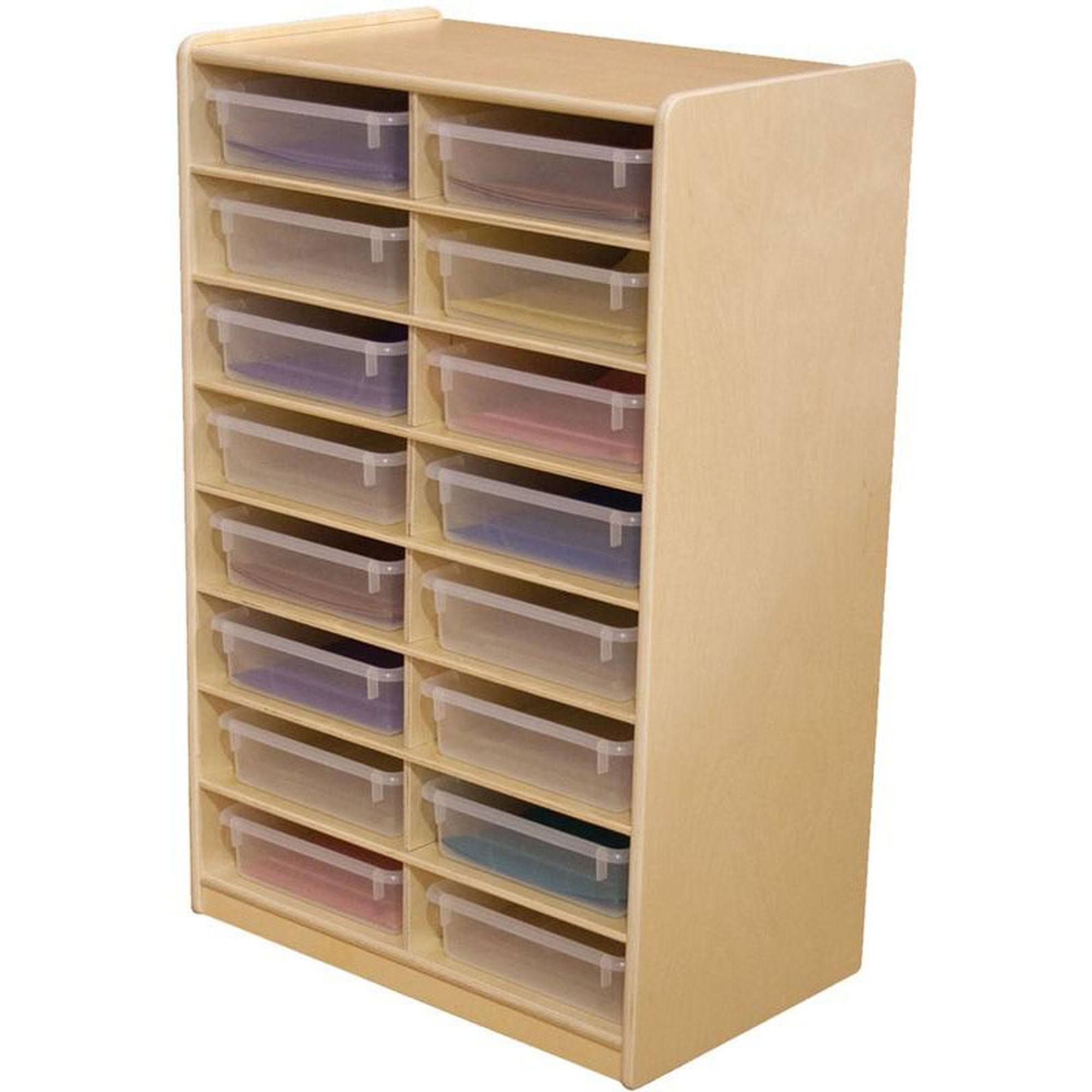 Wood Designs (16) 3inch Letter Tray Storage Unit with Translucent Trays ...