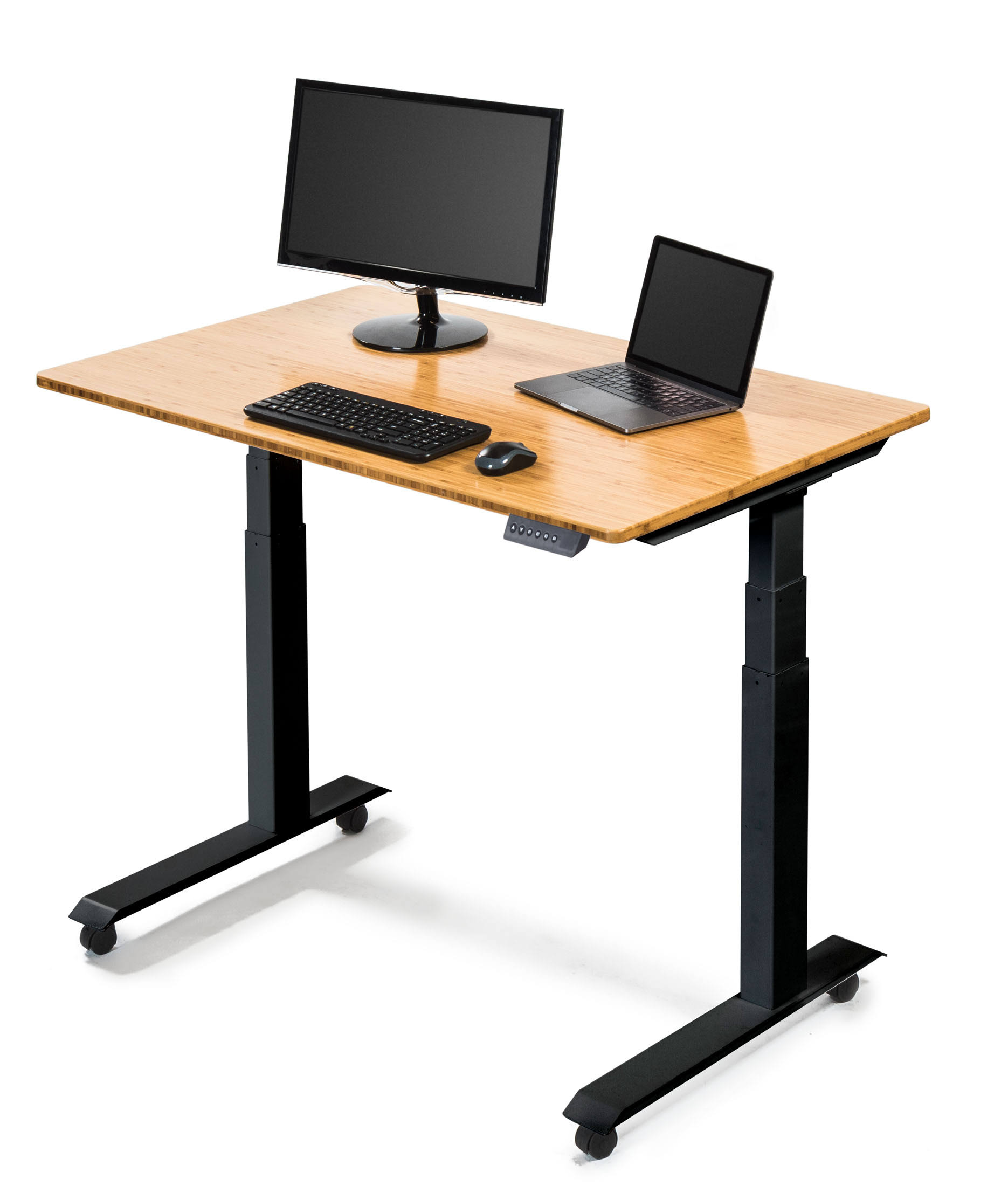 Stand Up Desk Store 48inch Black Bamboo Electric Height Adjustable
