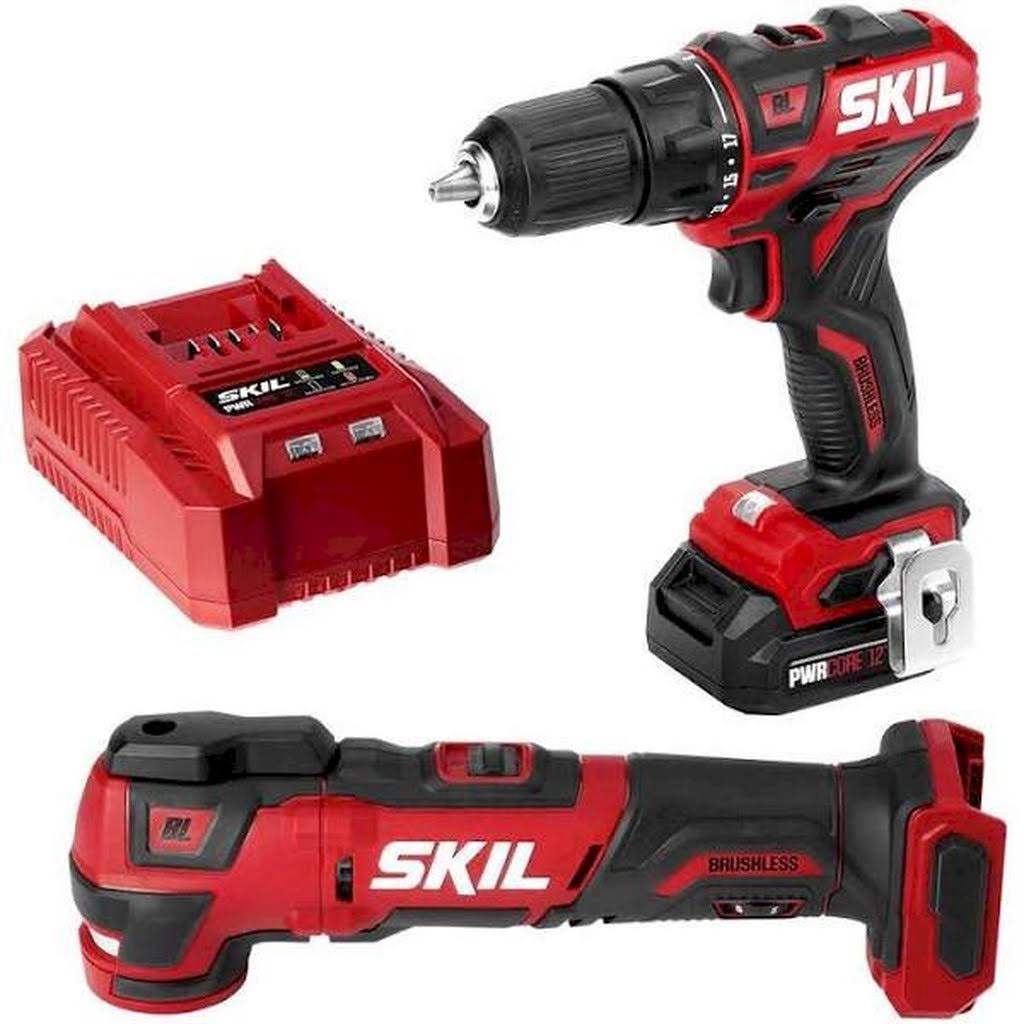 Skil 2-Tool Kit: PWRCore 12 Brushless 12V 1/2 inch Cordless Drill ...