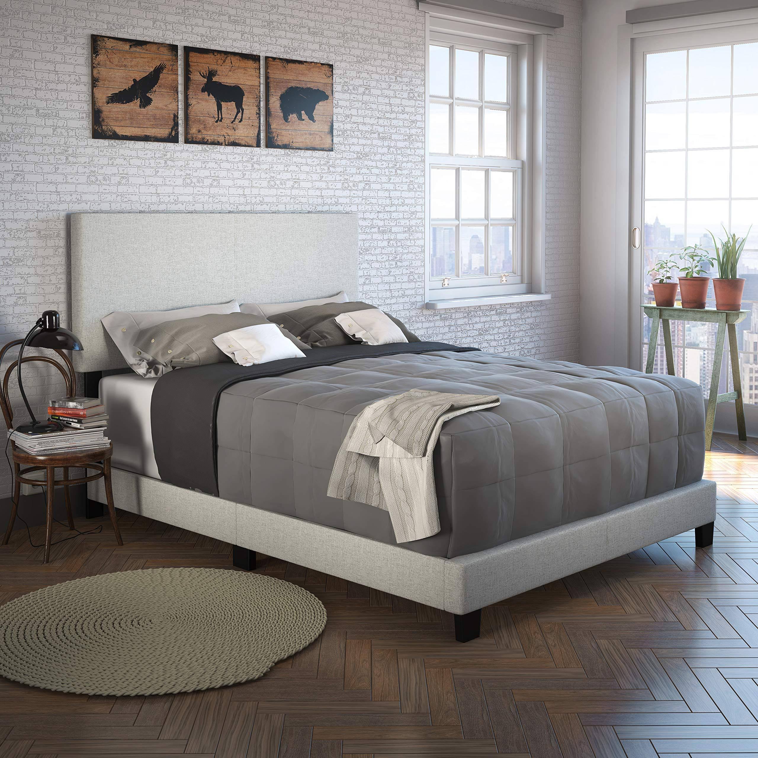 Premier Sutton Upholstered Linen Platform Bed Frame Queen White Wgl 1 S