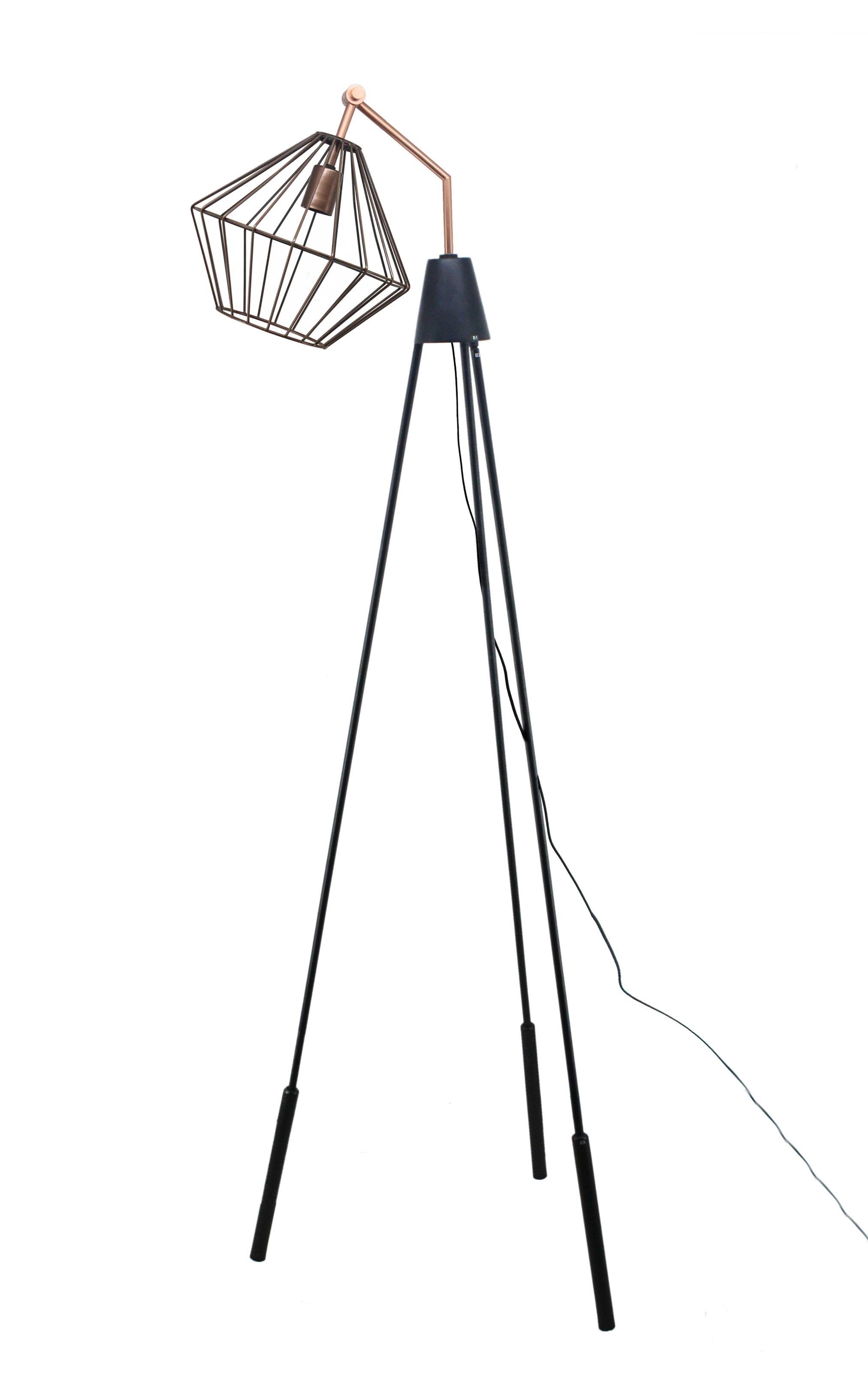 Antique Copper and Matte Black Wire Floor Lamp - WXF-1-s