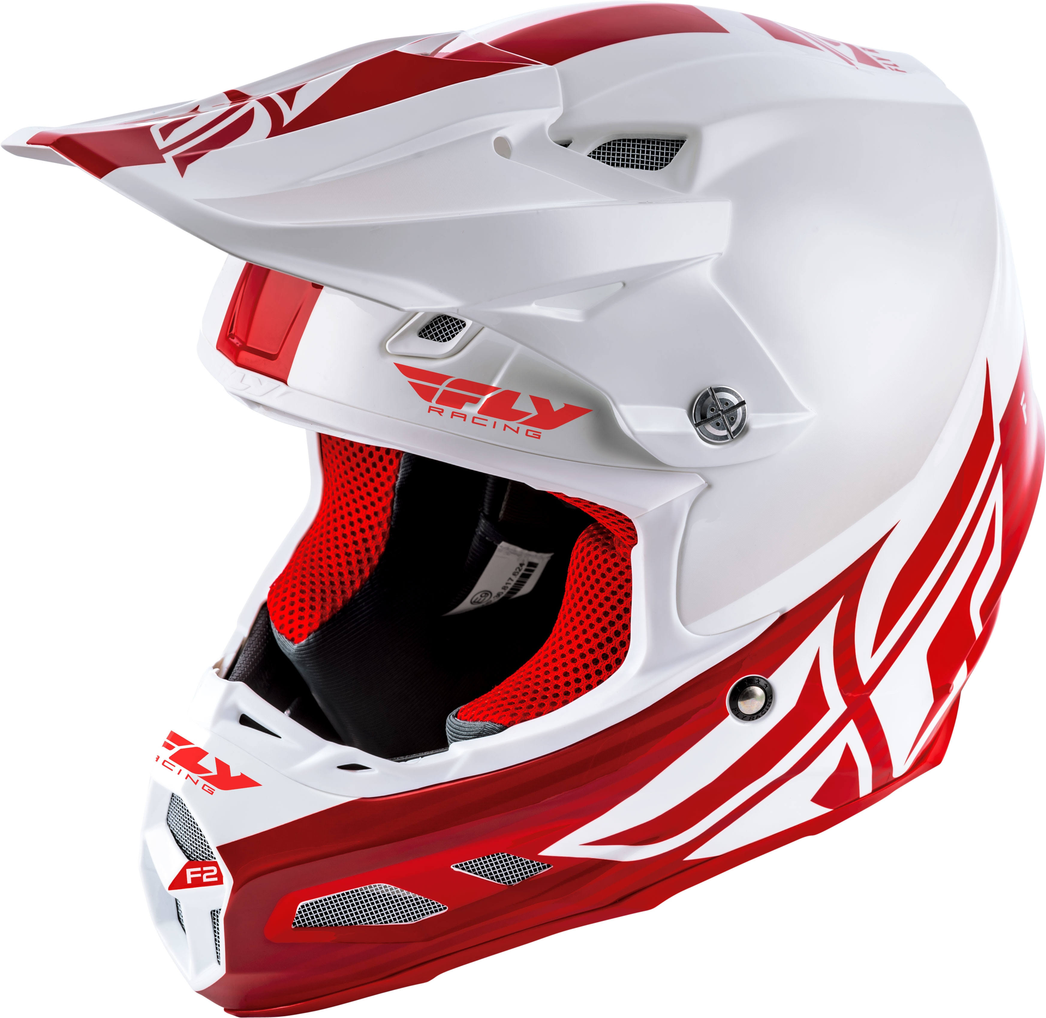 Fly Racing F2 Carbon Shield MIPS Helmet Large White/Red - WXF-02