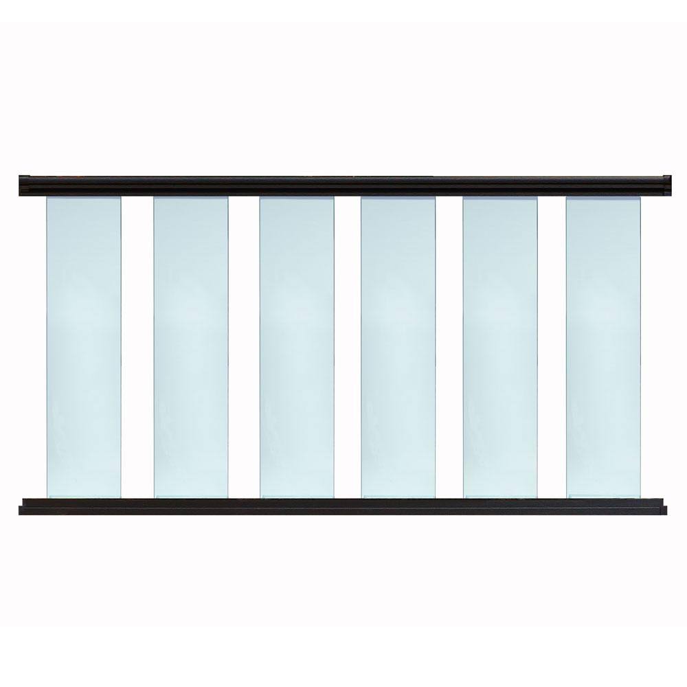 EZ Handrail 8 ft. x 36 in. Aluminum Textured Black 8 in. Glass Baluster ...