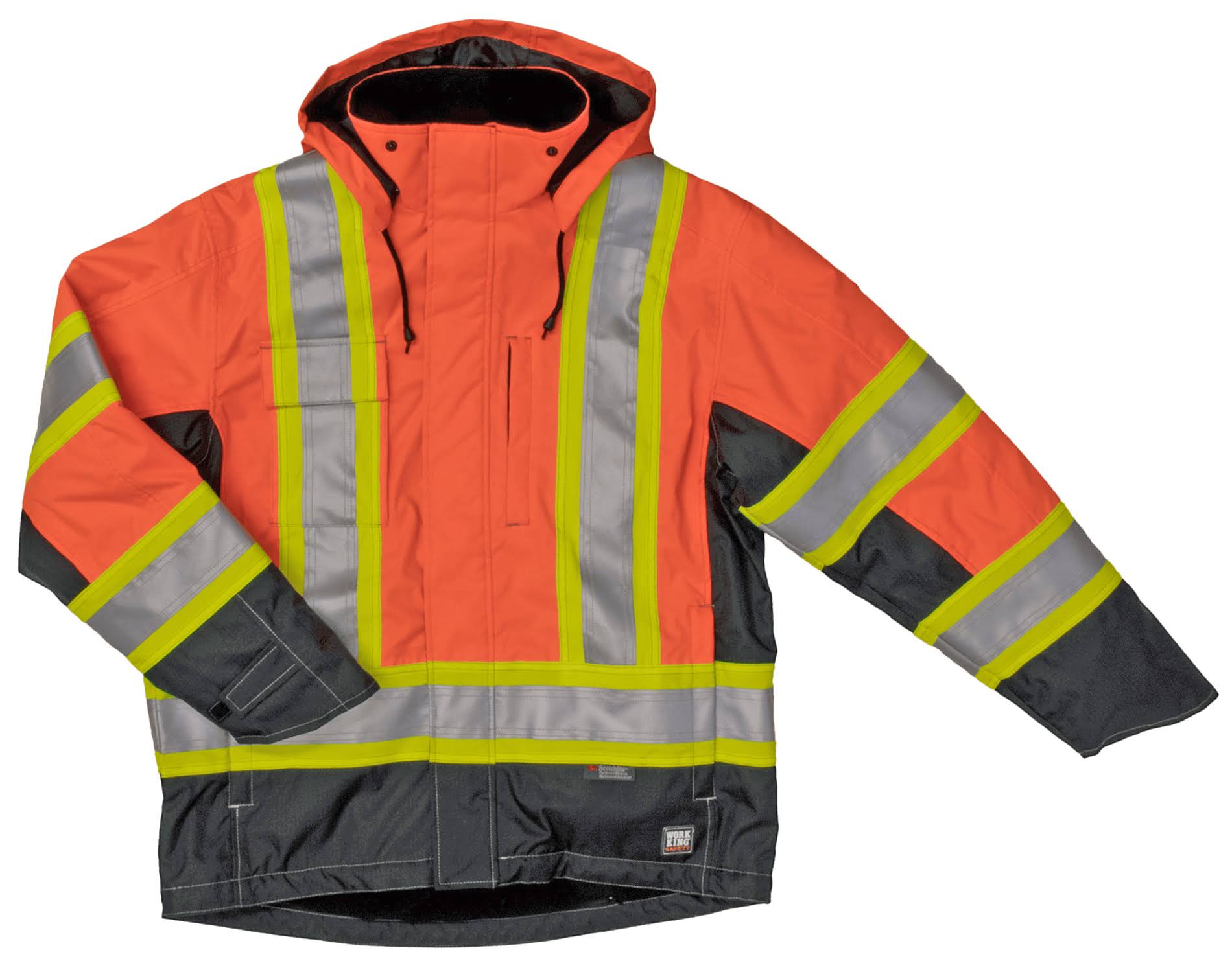 Work King Fleece Lined Hi Vis Waterproof Safety Jacket, Orange - WXF-02