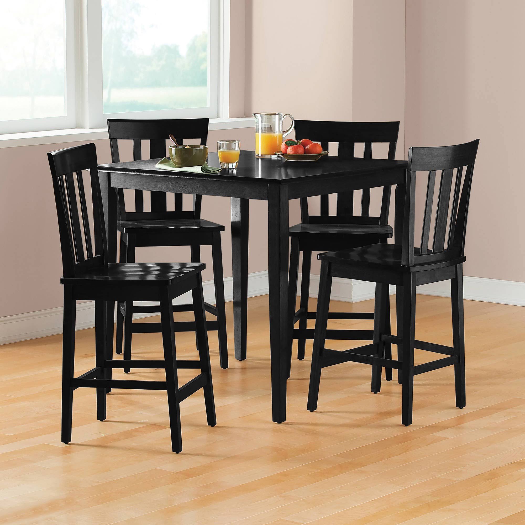 Mainstays 5-Piece Counter Height Dining Set Warm in Black - WXF-02