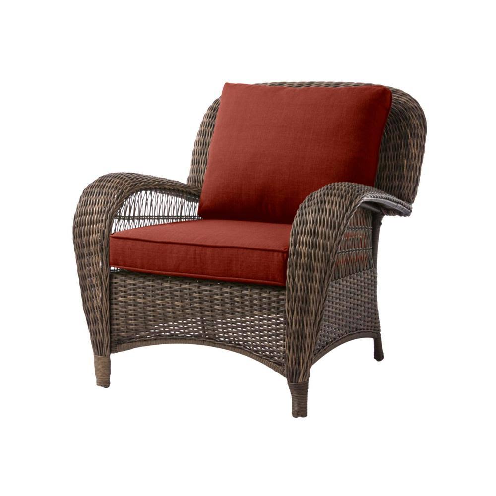 Hampton Bay Beacon Park Brown Wicker Outdoor Patio Stationary Lounge ... Hampton Bay Beacon Park Brown Wicker Outdoor Patio Stationary Lounge ...