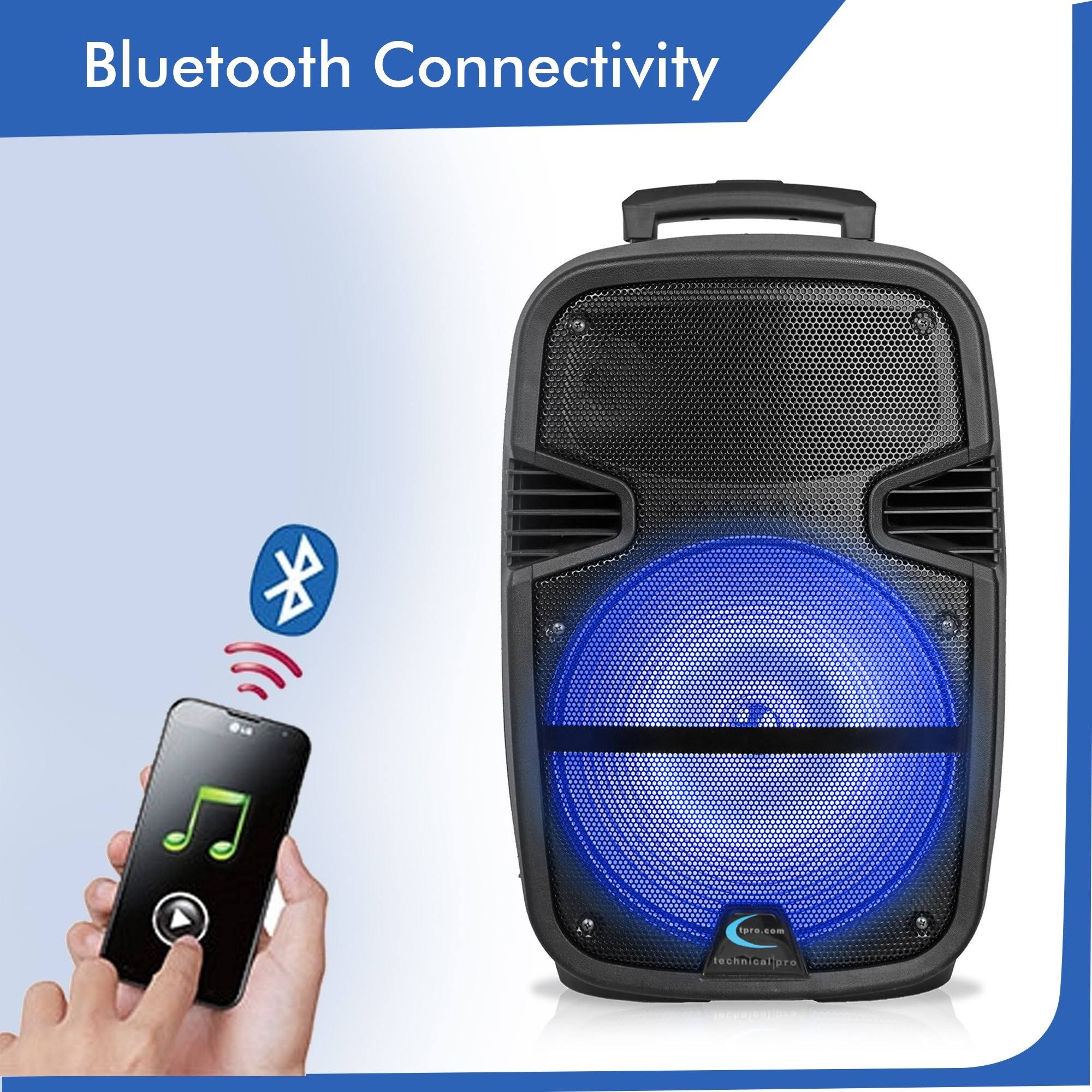 Technical Pro 3000 Watts Rechargeable 15 inch Bluetooth LED Portable PA ...