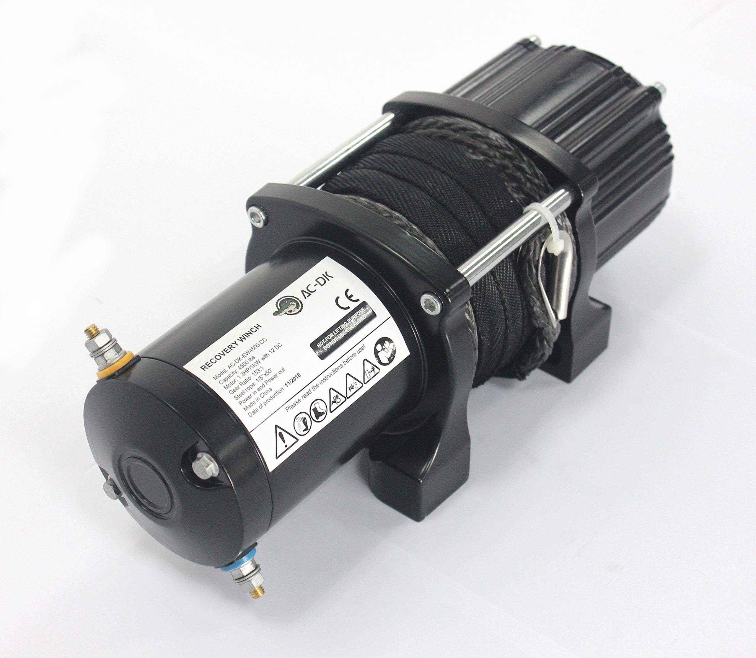 AC-DK 12V 4500lb ATV Winch UTV Winch Electric Winch Set for 4x4 Off Road (4500lb Winch with ...