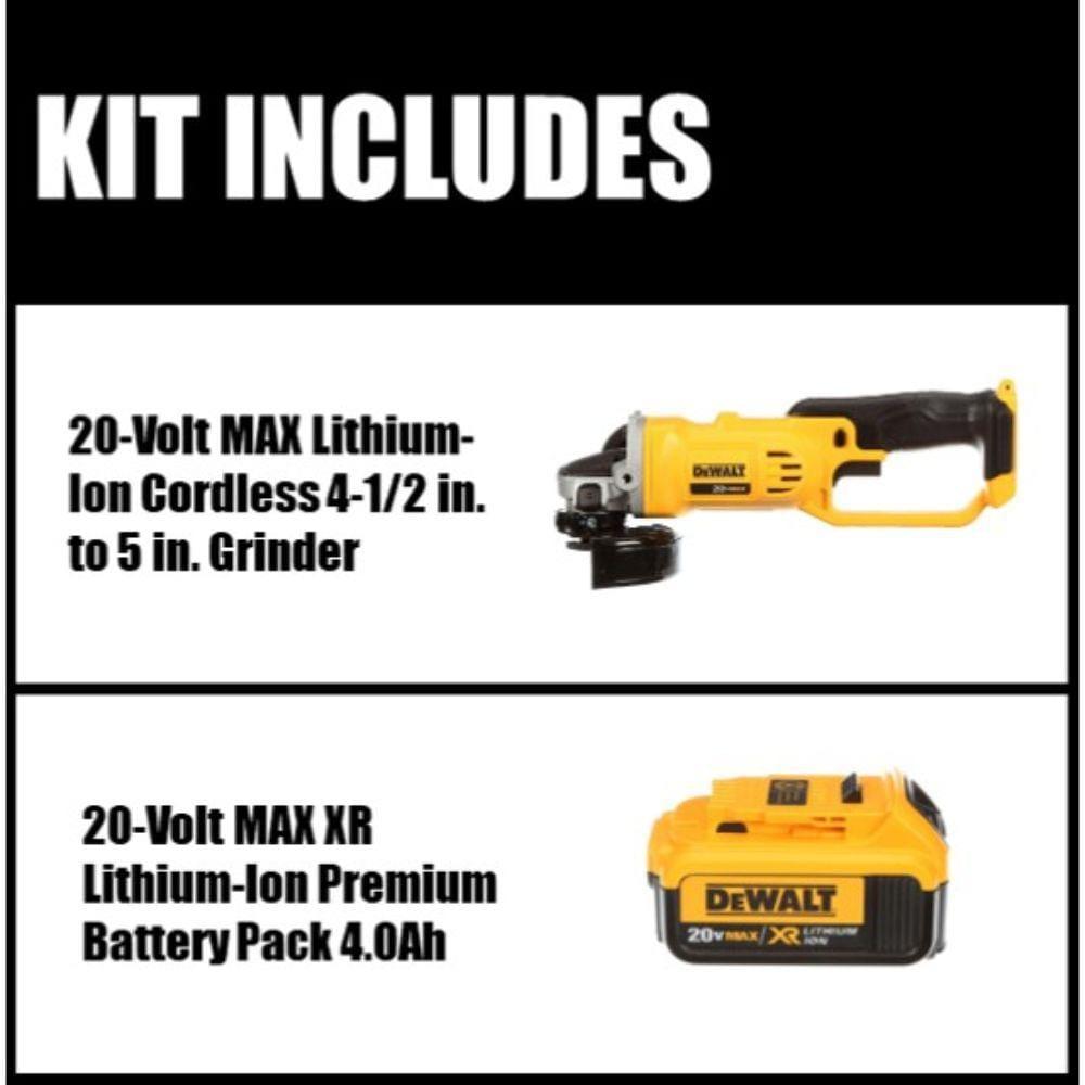 20-Volt MAX Cordless 4-1/2 in. to 5 in. Grinder with (1) 20-Volt 4.0Ah ...