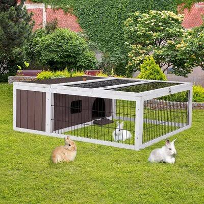 🔥Rabbit Hutch, Rabbit Cage Outdoor Large Wooden Bunny House with ...