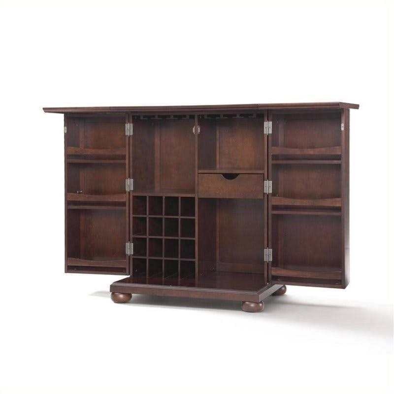 Pemberly Row Expandable Home Bar Cabinet in Vintage Mahogany, Brown ...