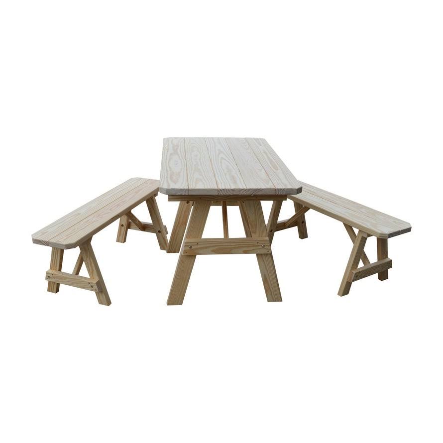Pine 4' Traditional Picnic Table with 2 Benches - Cedar Stain - CT-03-s
