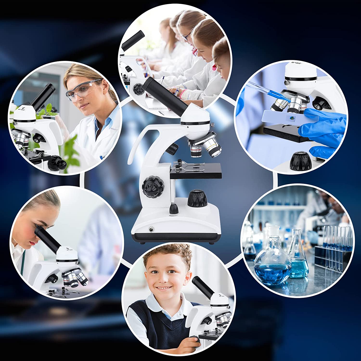 BNISE 100x-2000x Biological Microscopes, for Kids Students Adults ...