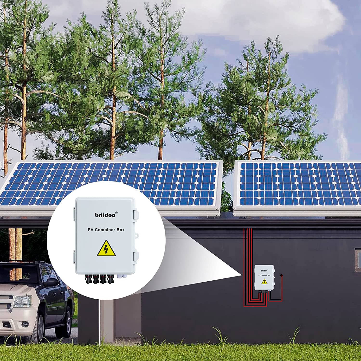 briidea Solar Combiner Box, PV Combiner Box 4 String with 10A Circuit ...