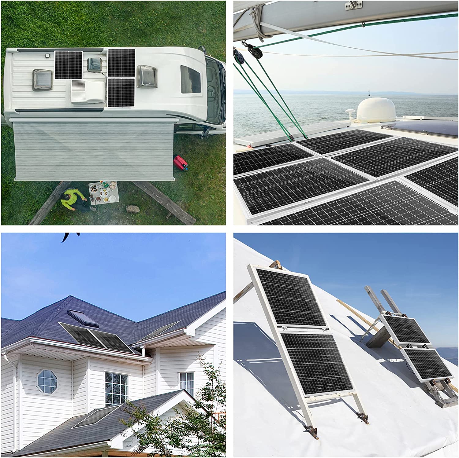 SUNSUL 160 Watt 12 Volt Monocrystalline Solar Panel, Outdoor Waterproof ...