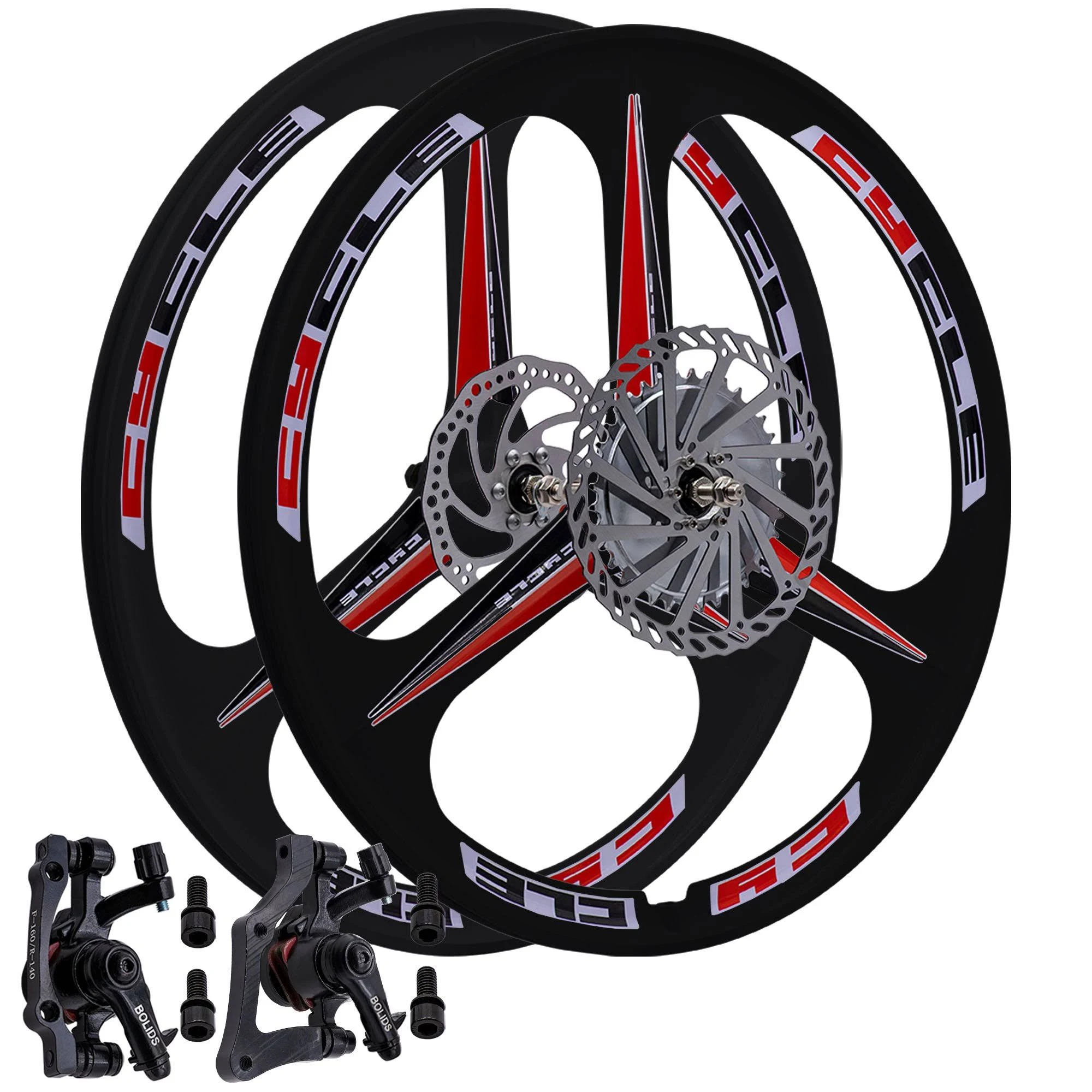 BBR Tuning 26 inch Heavy Duty 3 Spoke Motorized Bike Mag Wheel Set ...
