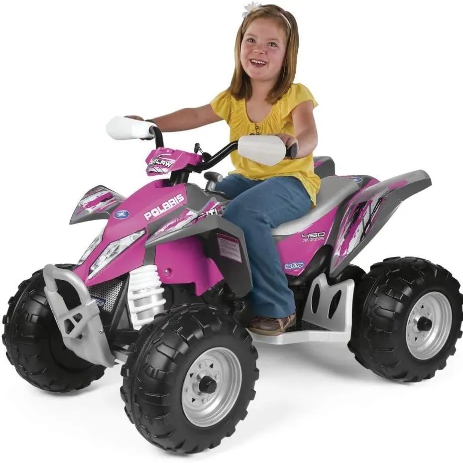 Peg Perego Polaris Outlaw Pink Power 12 Volt Ride on Quad