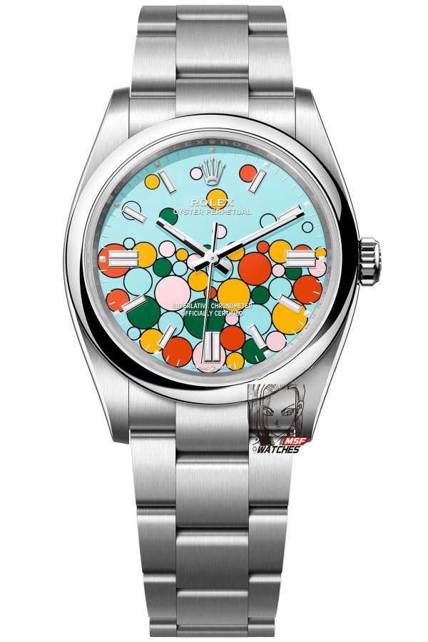 Rolex Oyster Perpetual series m126000-0009, Colorful Ball Tiffany Blue ...