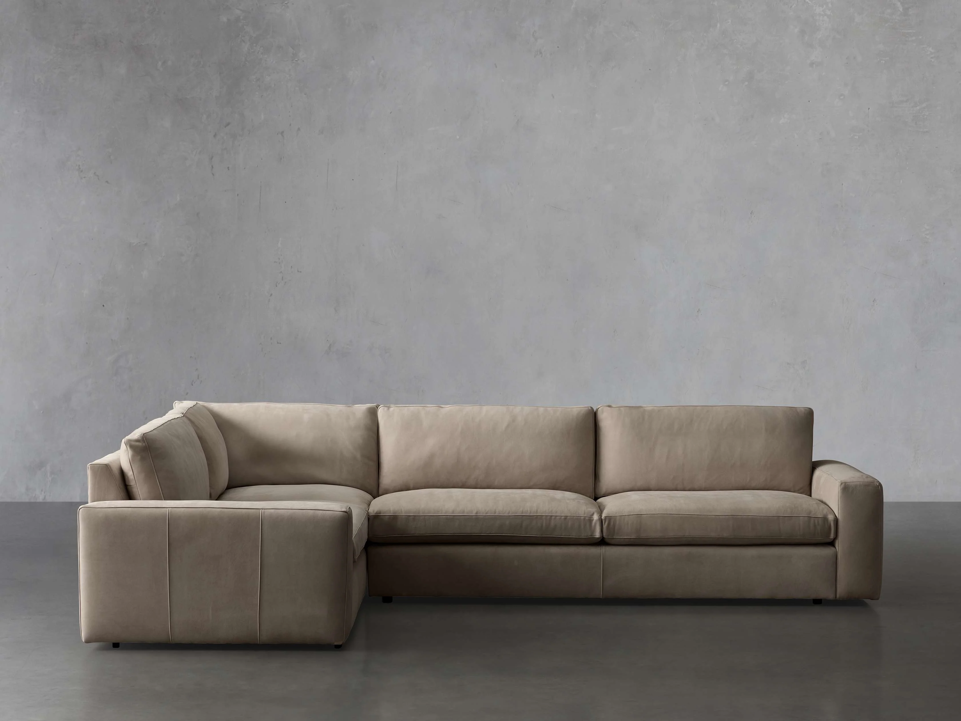 Kipton Wide Arm Nubuck Leather Two Piece Sectional