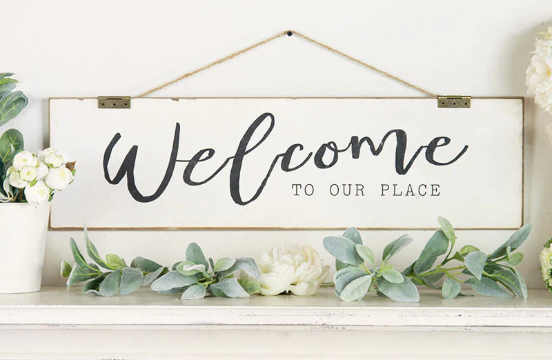 Shiplap Inspired Hanging Welcome Sign