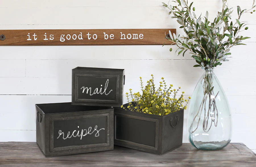 Metal Cubby Box with Handles Set of 3