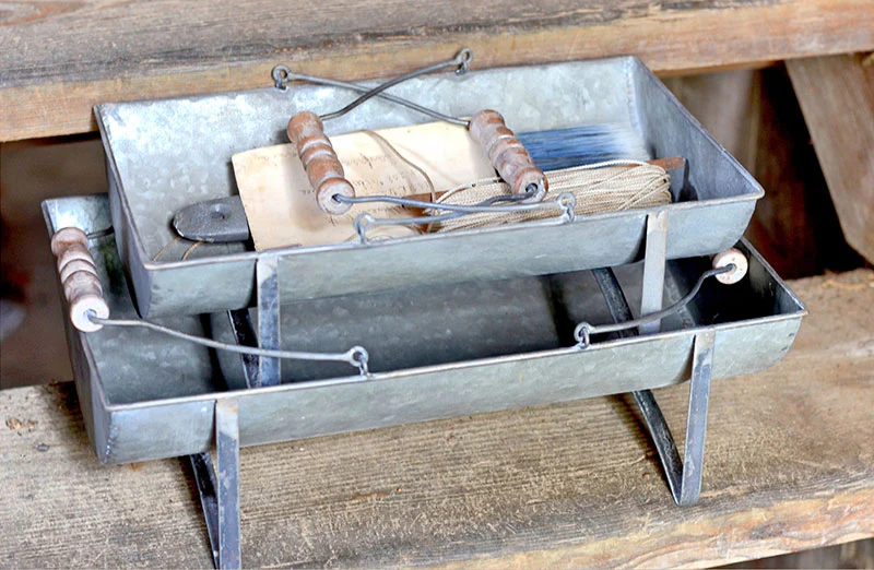 Wood Handled Table Troughs Set of 2