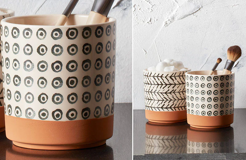 Tribal-Inspired Dolomite Pots Set of 2