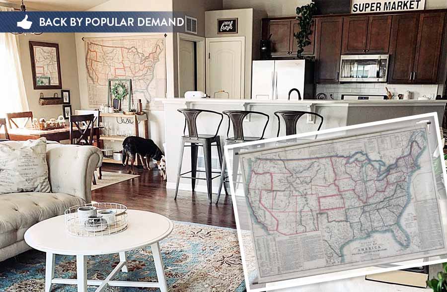 HUGE Hanging Canvas Map of America