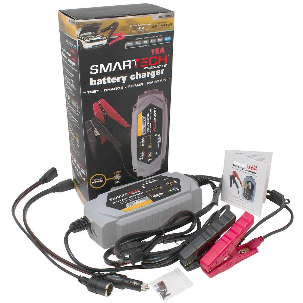 Smartech Products BC-15000 6-Volt/12-Volt 15 Amp Smart Automotive ...